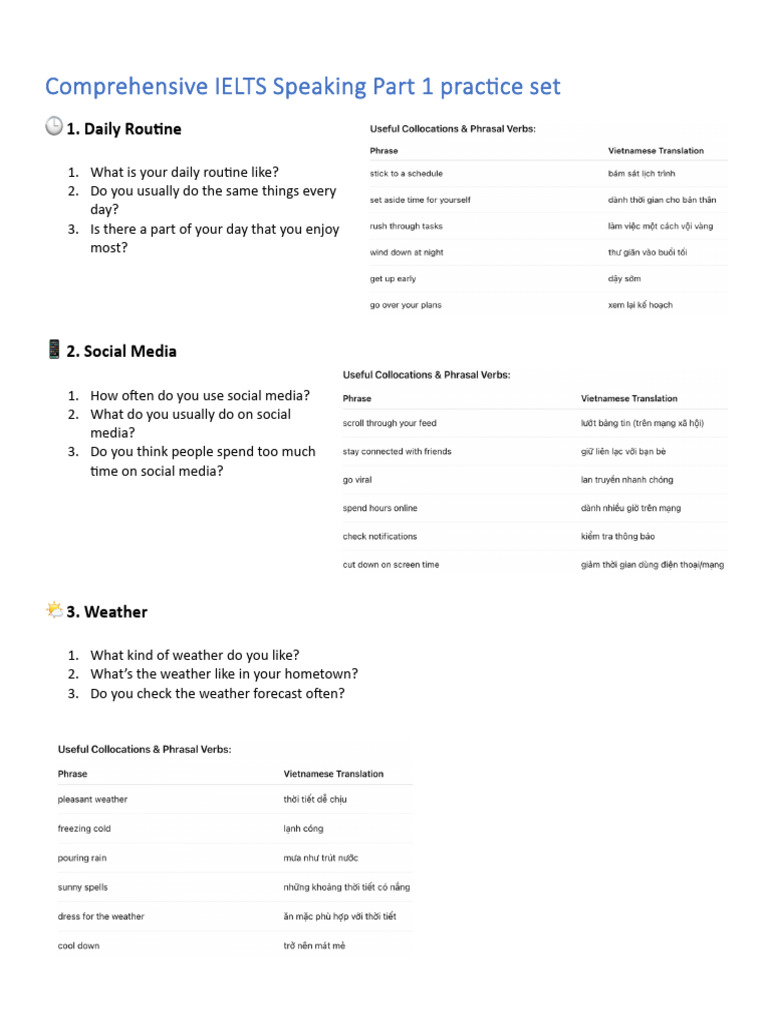 IELTS Speaking Prep - May 15-17 | PDF