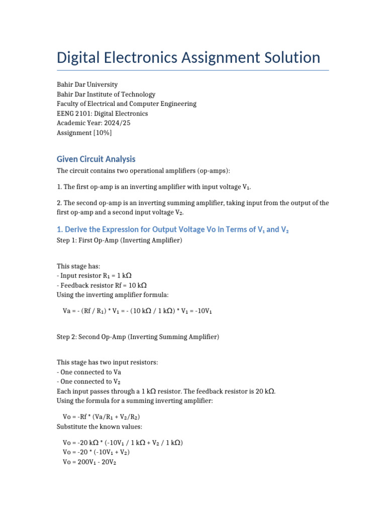 Digital Electronics Assignment Solution | PDF