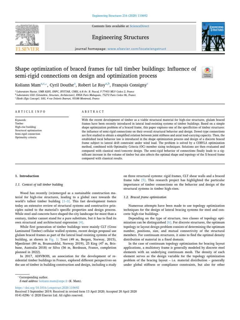 2020-Shape Optimization of Braced Frames For Tall Timber Buildings ...