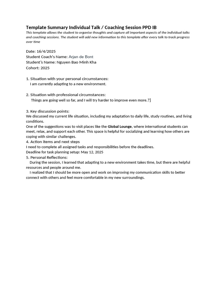 Template Summary Individual Talk | PDF