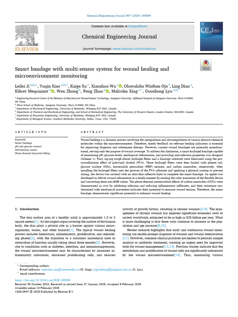 Smart Bandage for Wound Monitoring | PDF | Enzyme Kinetics | Carbon ...