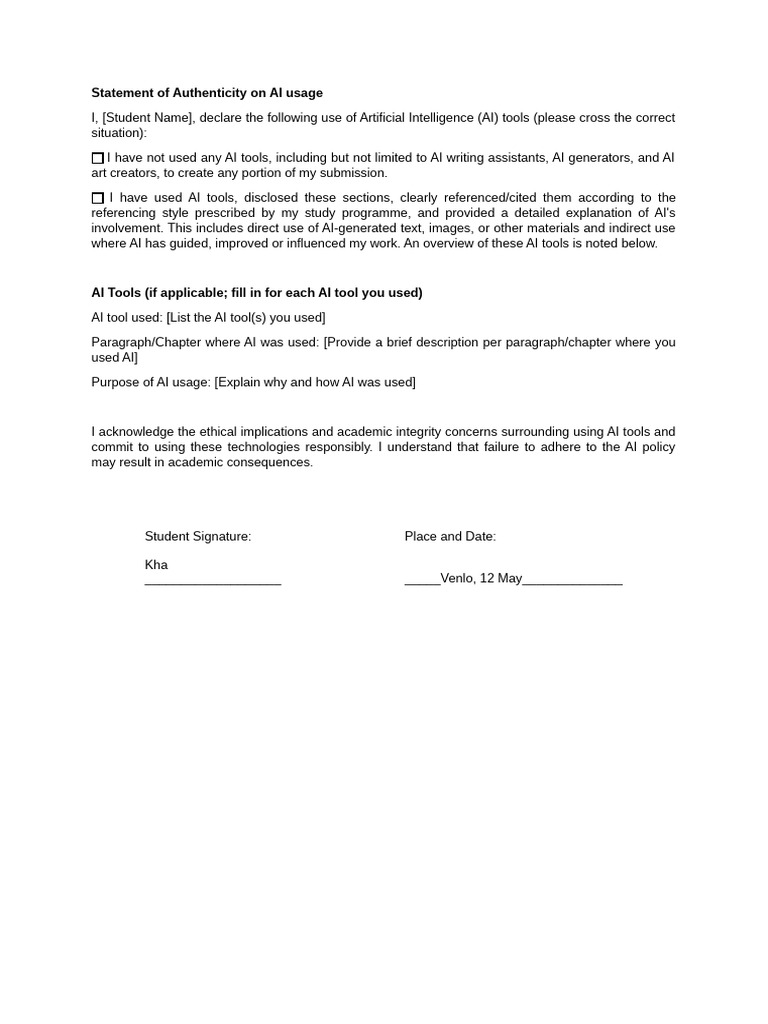 AI Usage Declaration Statement | PDF