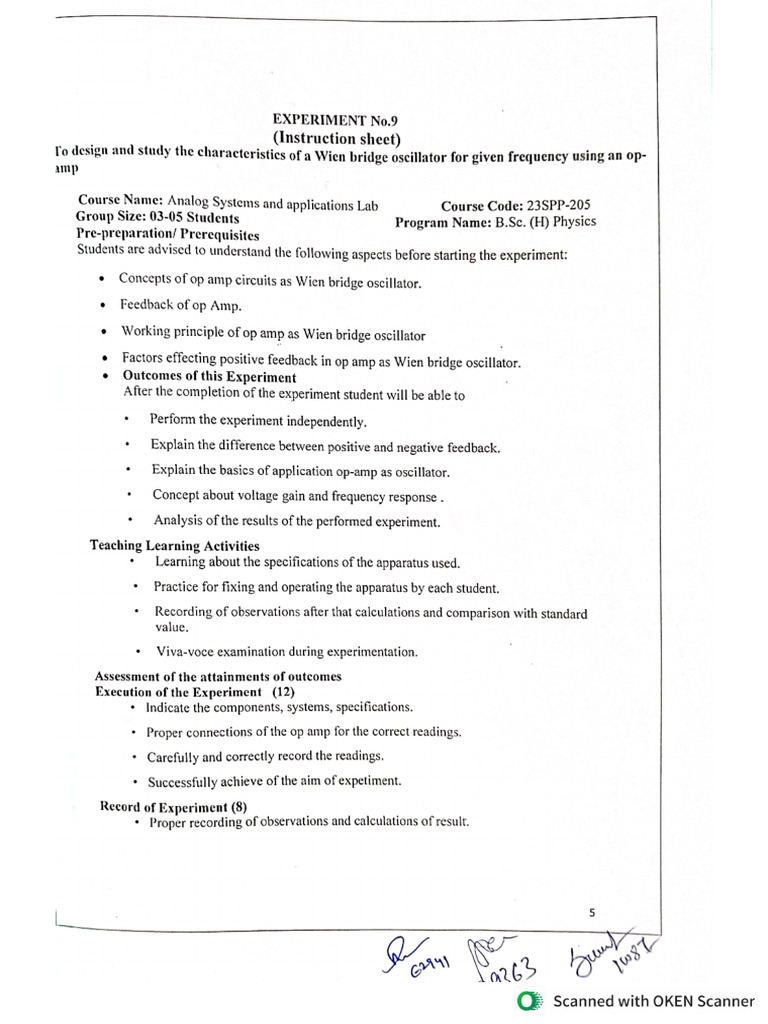 Wein Bridge Oscillator | PDF