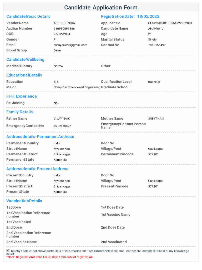 Candidate Application Form | PDF