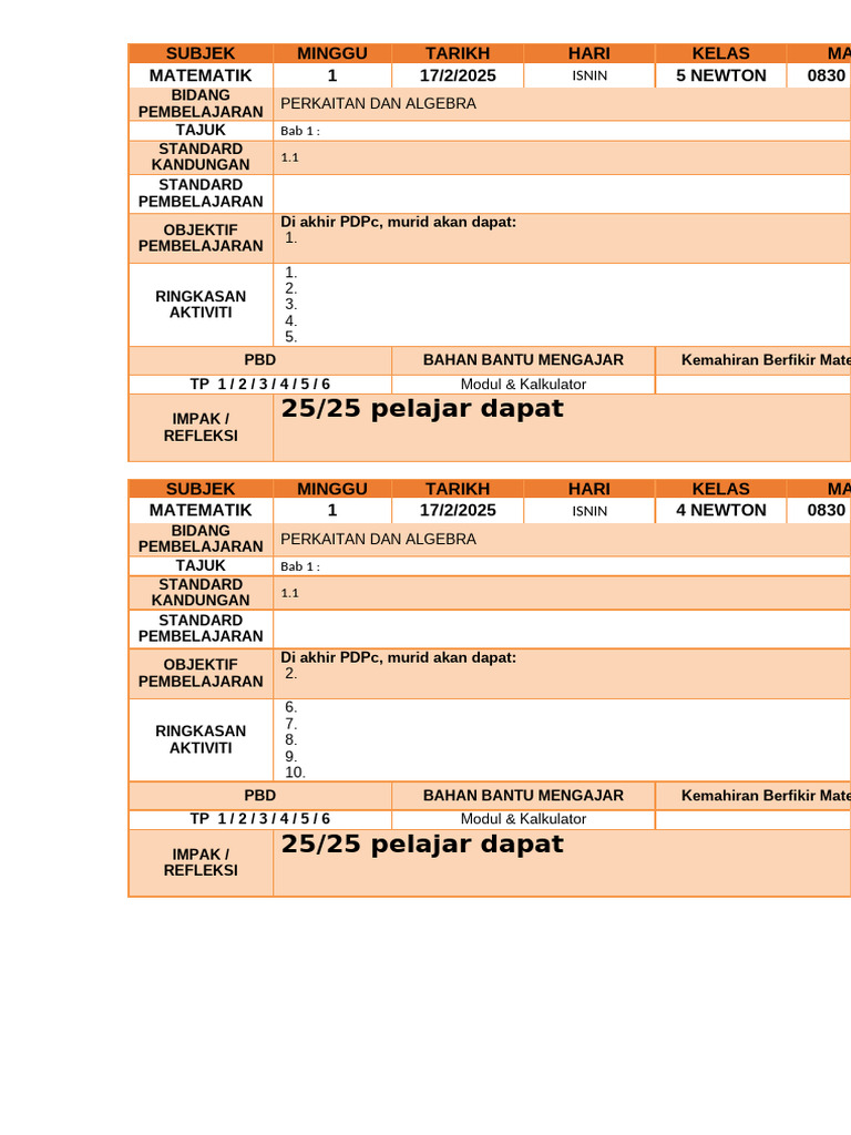 Format RPH Mulai 2025 | PDF