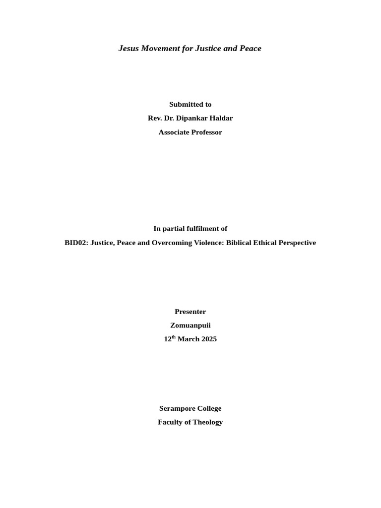 Jesus Movement: Justice and Peace Insights | PDF | Jesus | Gospel Of ...