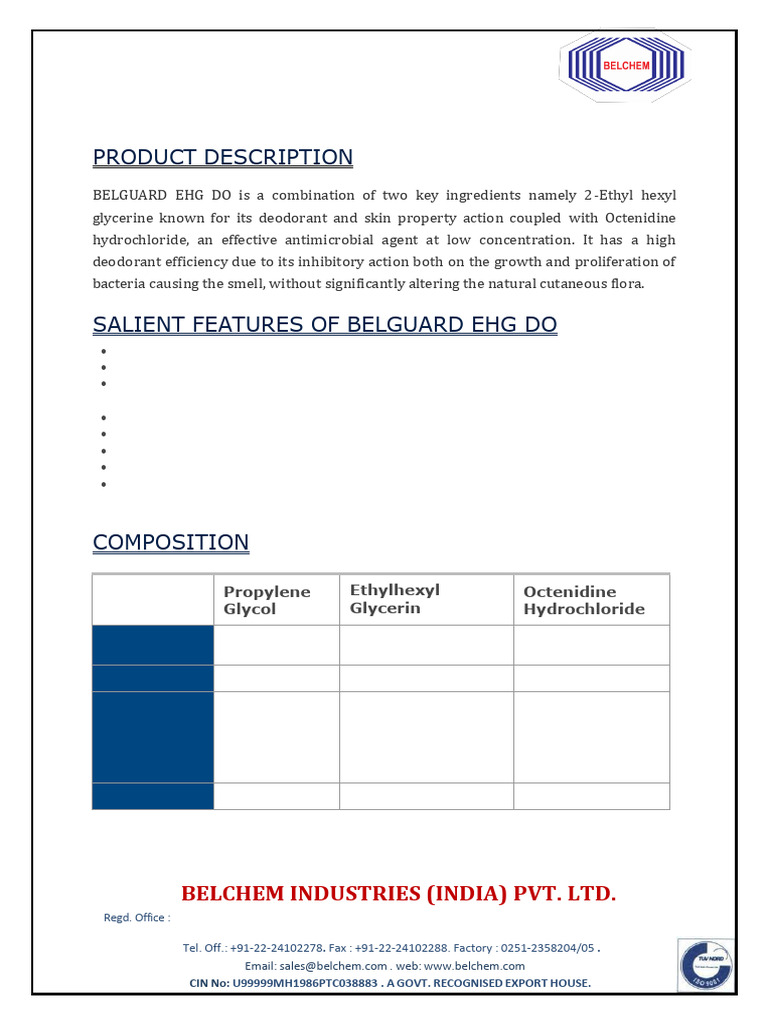 BELGUARD EHG DO - Specification | PDF