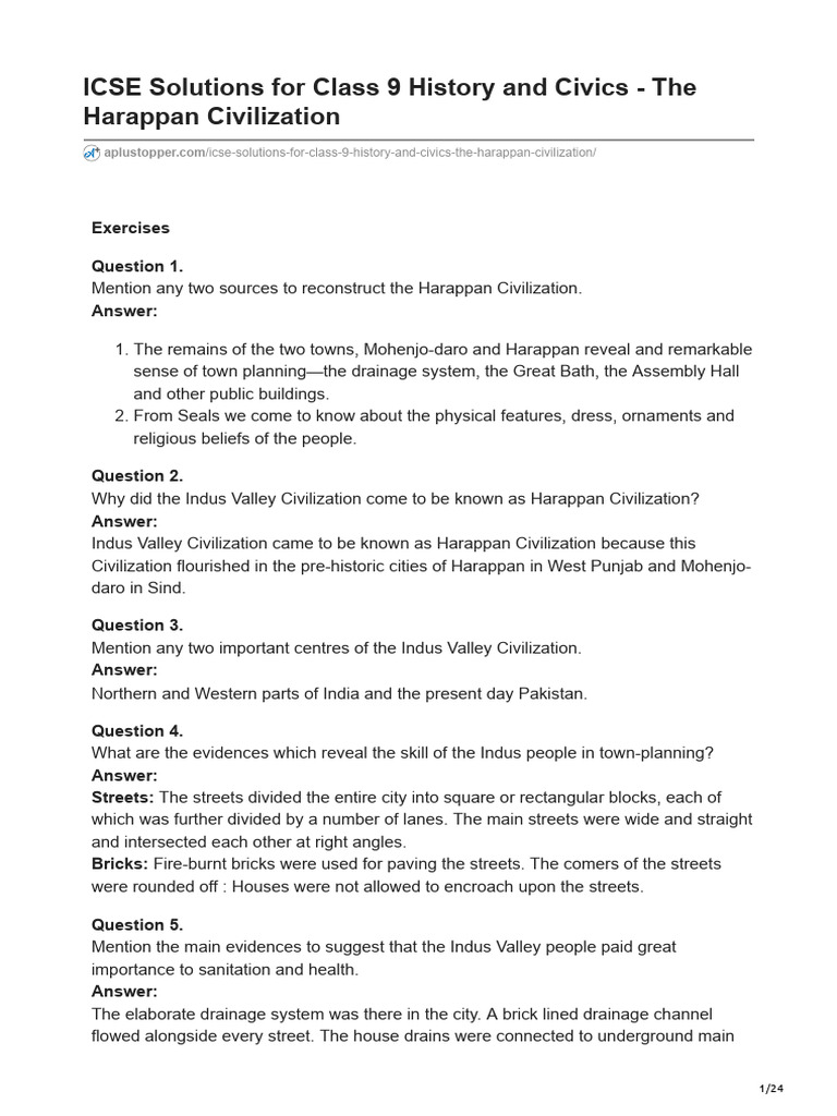 ICSE Solutions For Class 9 History and Civics - The Harappan ...