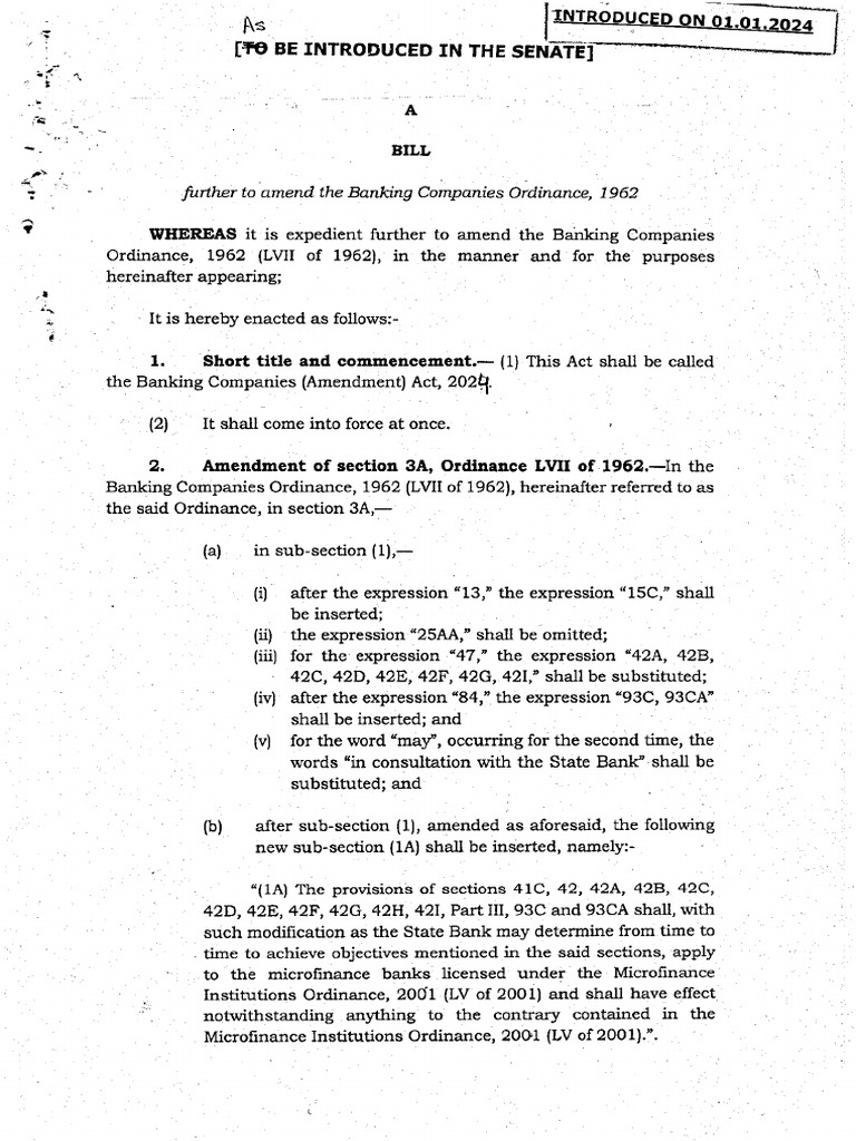 Banking Companies (Amendment) Act, 2024 | PDF