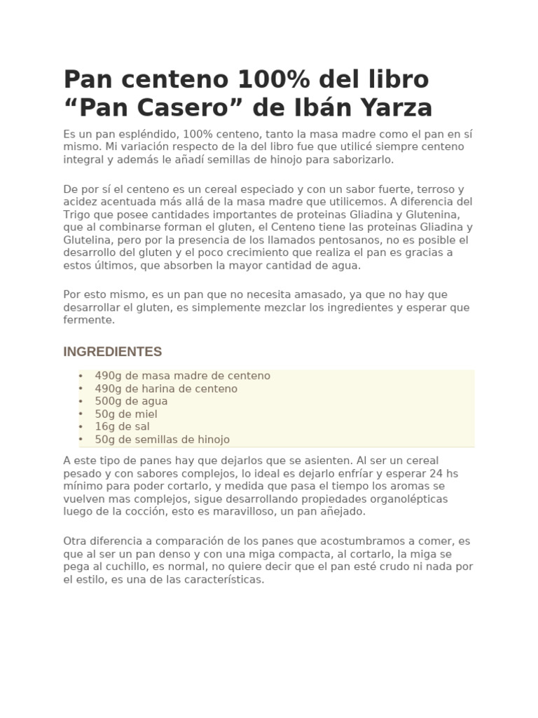 Pan centeno 100 | PDF