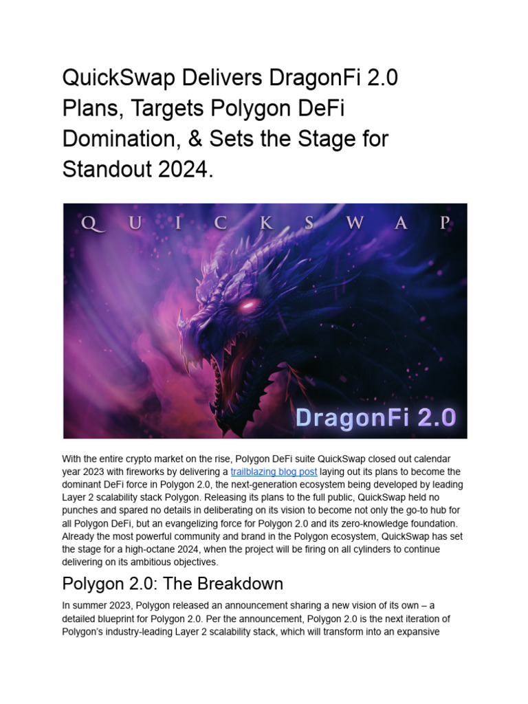 QuickSwap Delivers DragonFi 2.0 To Ignite 2024 | PDF