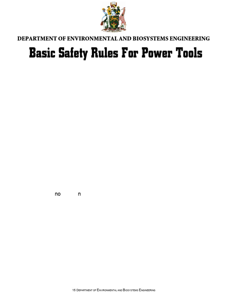 Basic Safety Rules For Power Tools | PDF