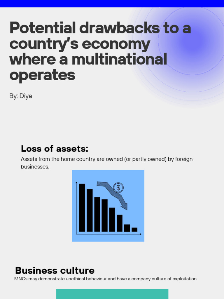 Potential drawbacks to a country’s economy where a multinational ...