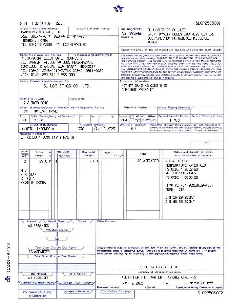 Slop2505002 Hawb | PDF