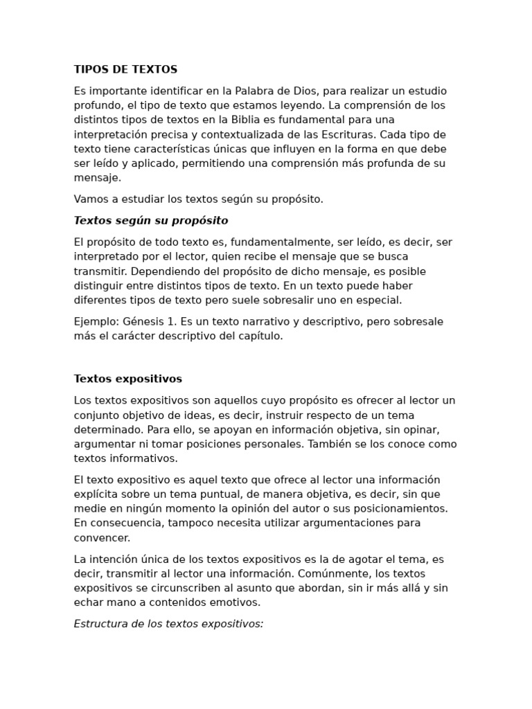 Tipos de Textos en la Biblia | PDF | Narración