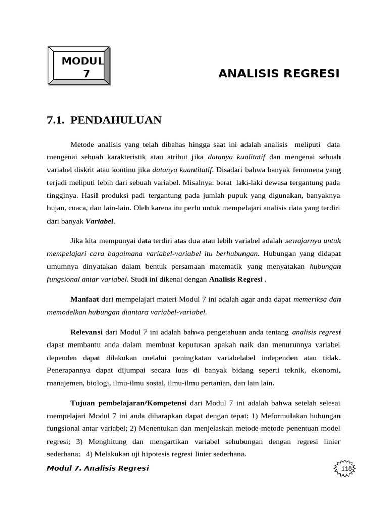 Modul 7 Analisis Regresi 1 | PDF