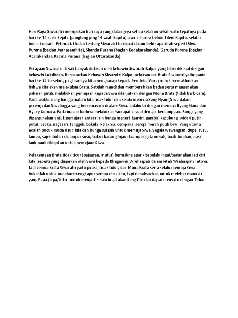 Hari Raya Siwaratri | PDF | Agama & Spiritualitas