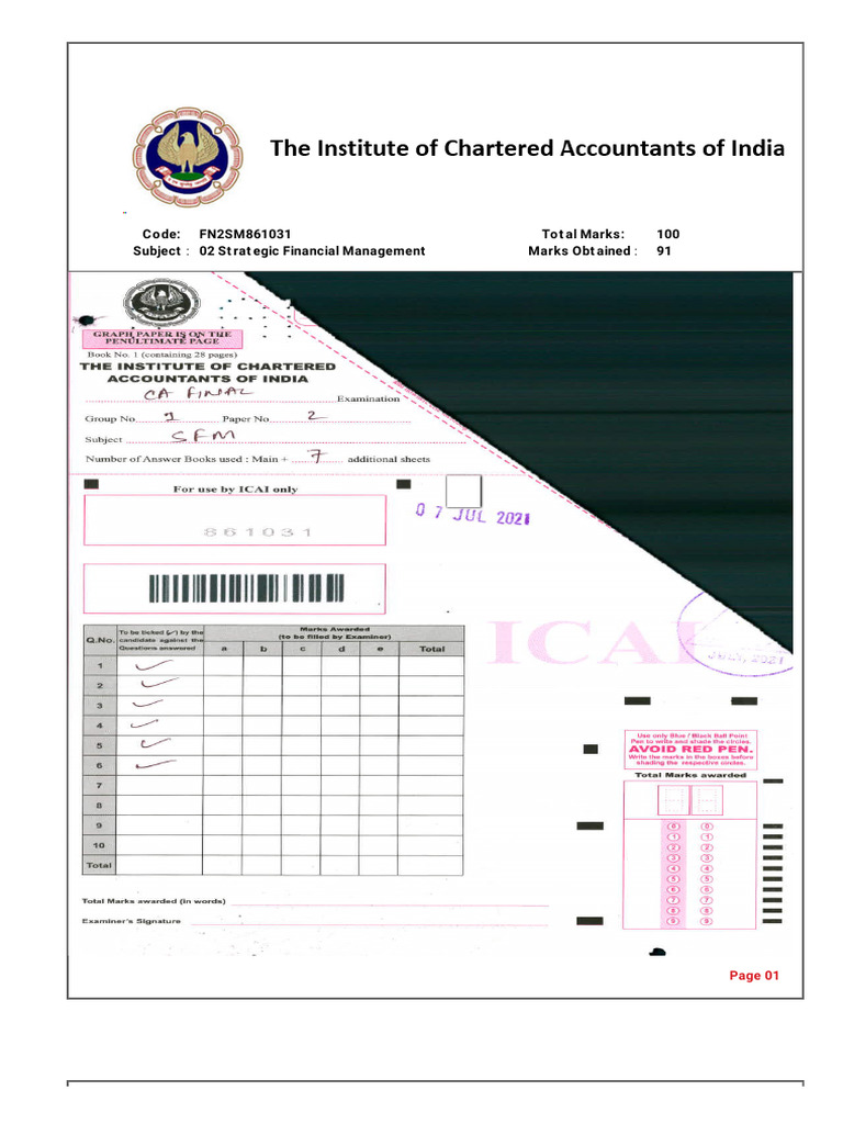 AFM 91 Marks Answer Sheet | PDF