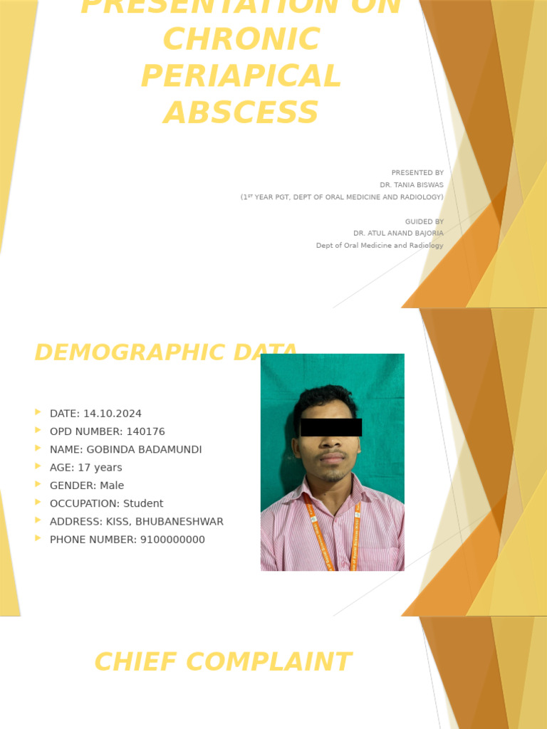 Case Presentation On Chronic Periapical Abcess | PDF