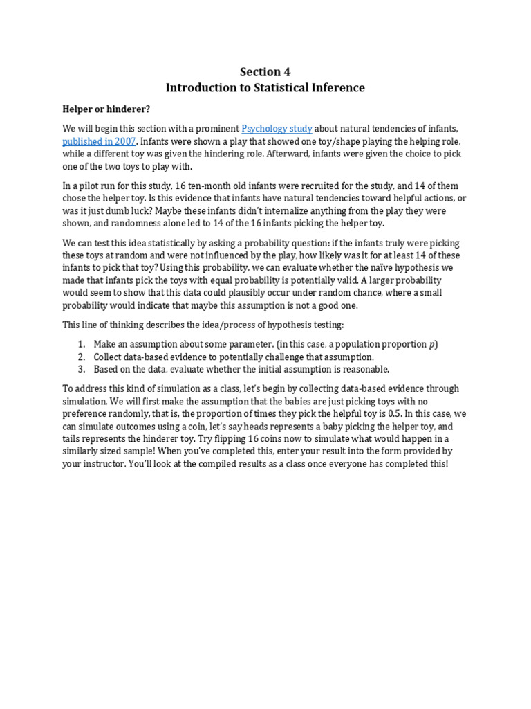 04 - Introduction To Statistical Inference | PDF | Hypothesis | Null ...