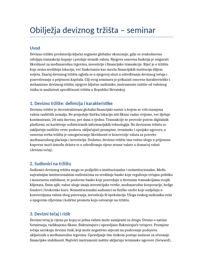 Devizno Trziste Seminar Prosireno | PDF