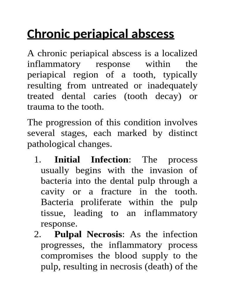 Chronic Periapical Abscess Overview | PDF | Clinical Medicine ...