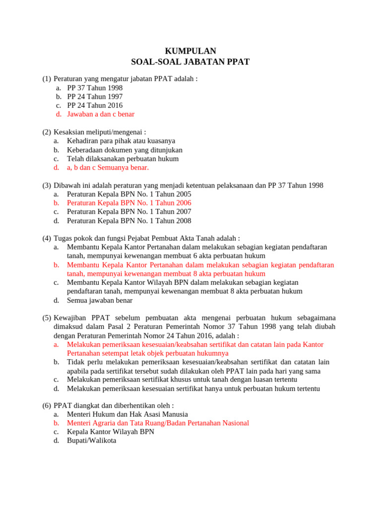 Kumpulan Soal-Soal Jawaban Ppat | PDF