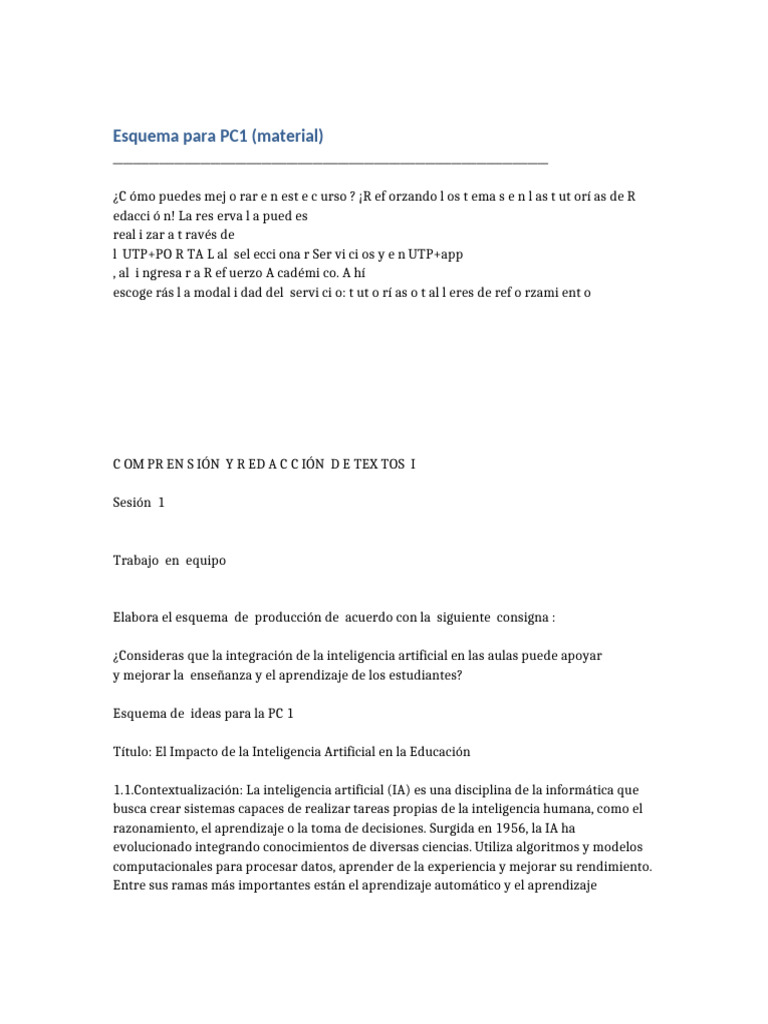 Esquema para PC1 Material de Prueba | PDF | Inteligencia artificial | Inteligencia (IA) y semántica