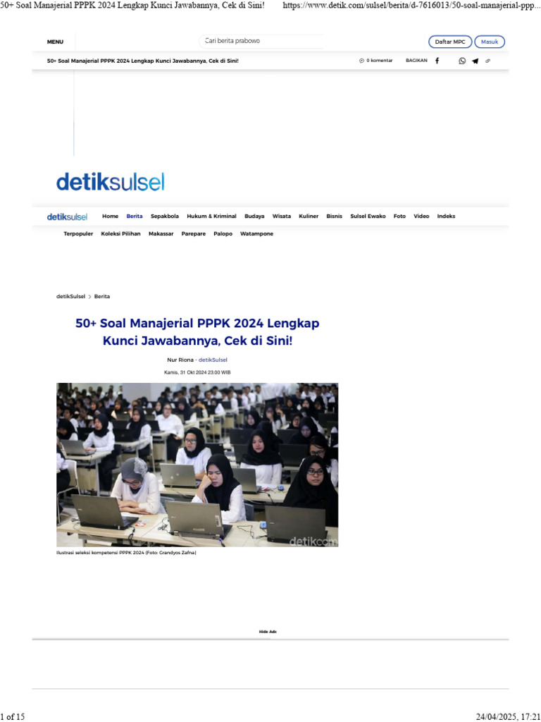 Soal Manajerial PPPK 2024 dan Kunci | PDF
