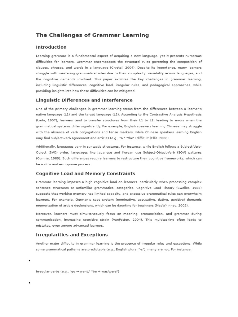 Overcoming Grammar Learning Challenges | PDF | Second Language | Syntax