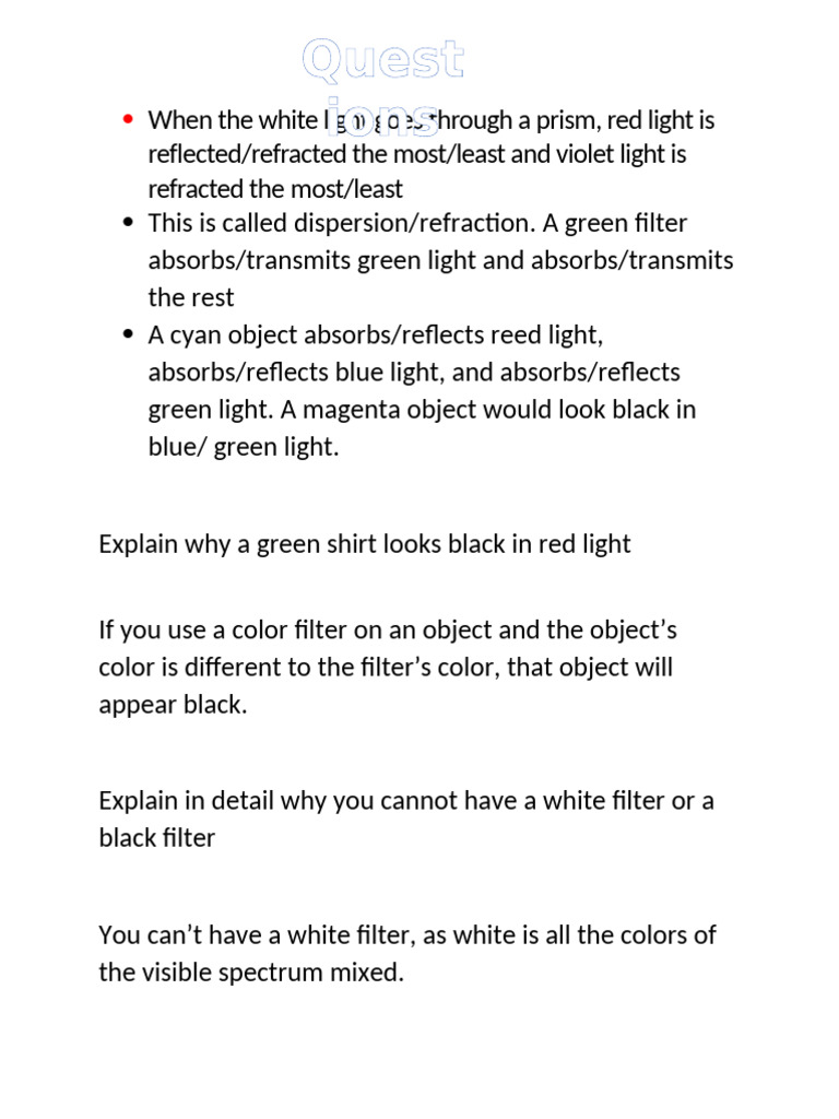 White Light Dispersion in Prisms | PDF