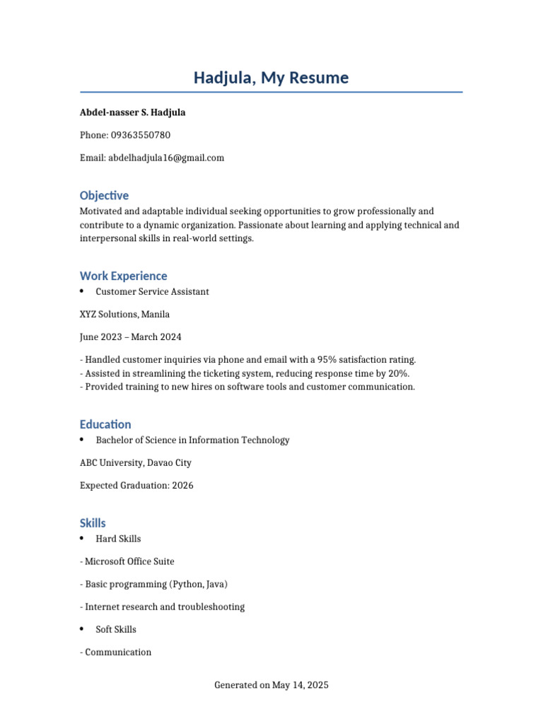 Hadjula Resume | PDF