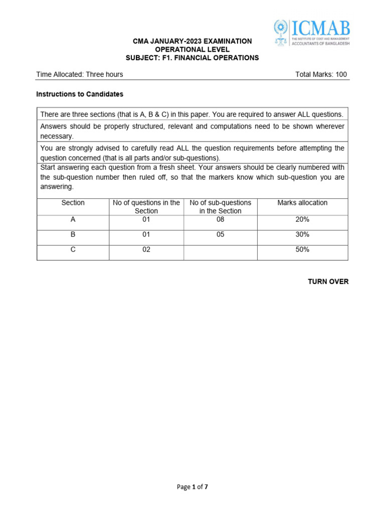 F1.FIO (OL) Question CMA January-2023 Exam. | PDF | Book Value | Expense