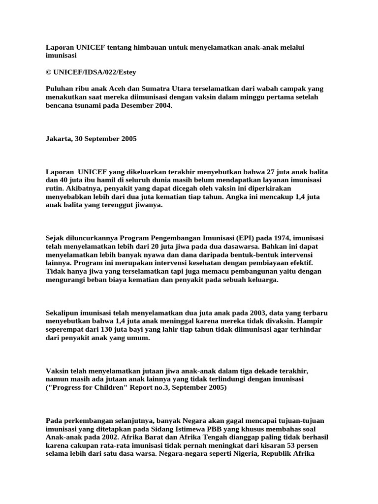 Pentingnya Imunisasi | PDF