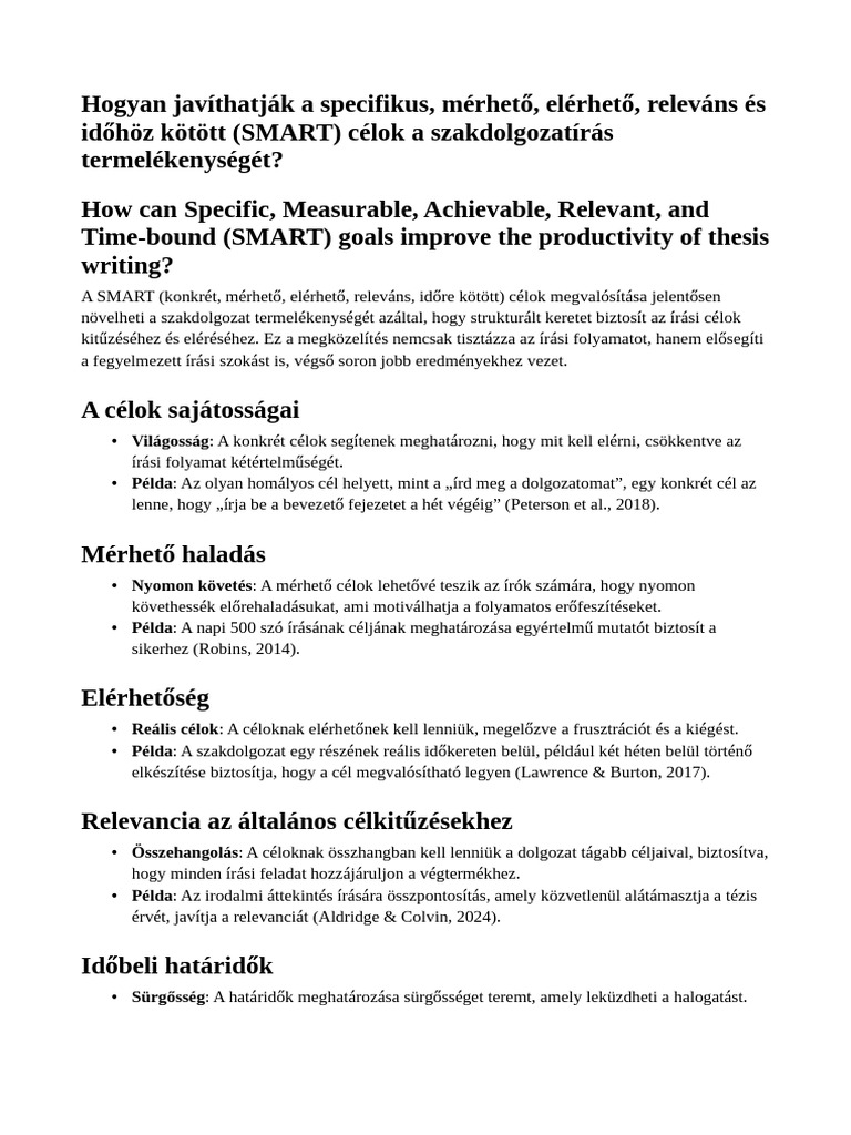 How Can Specific, Measurable, Achievable, Relevant, and Time-Bound ...