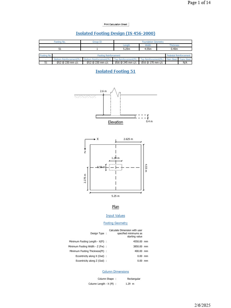 Staad Foundation Report | PDF | Structural Load | Mechanical Engineering