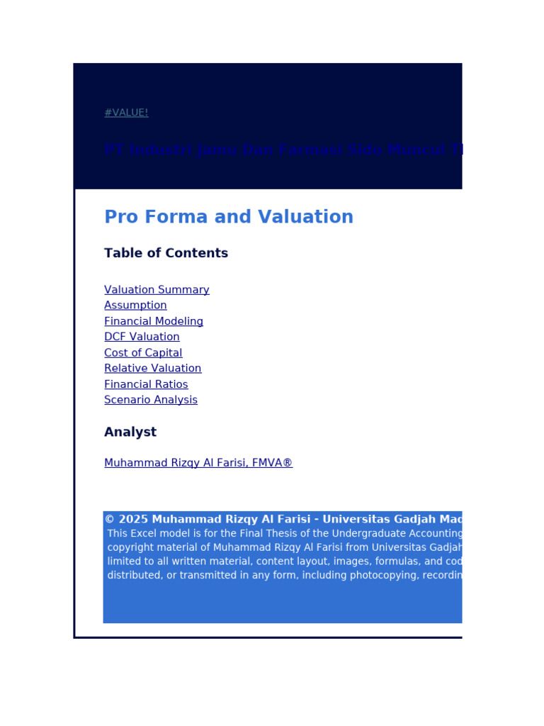 Final Thesis - Pro Forma and Valuation - SIDO - IJ - 3Q24 | PDF | Expense | Net Income