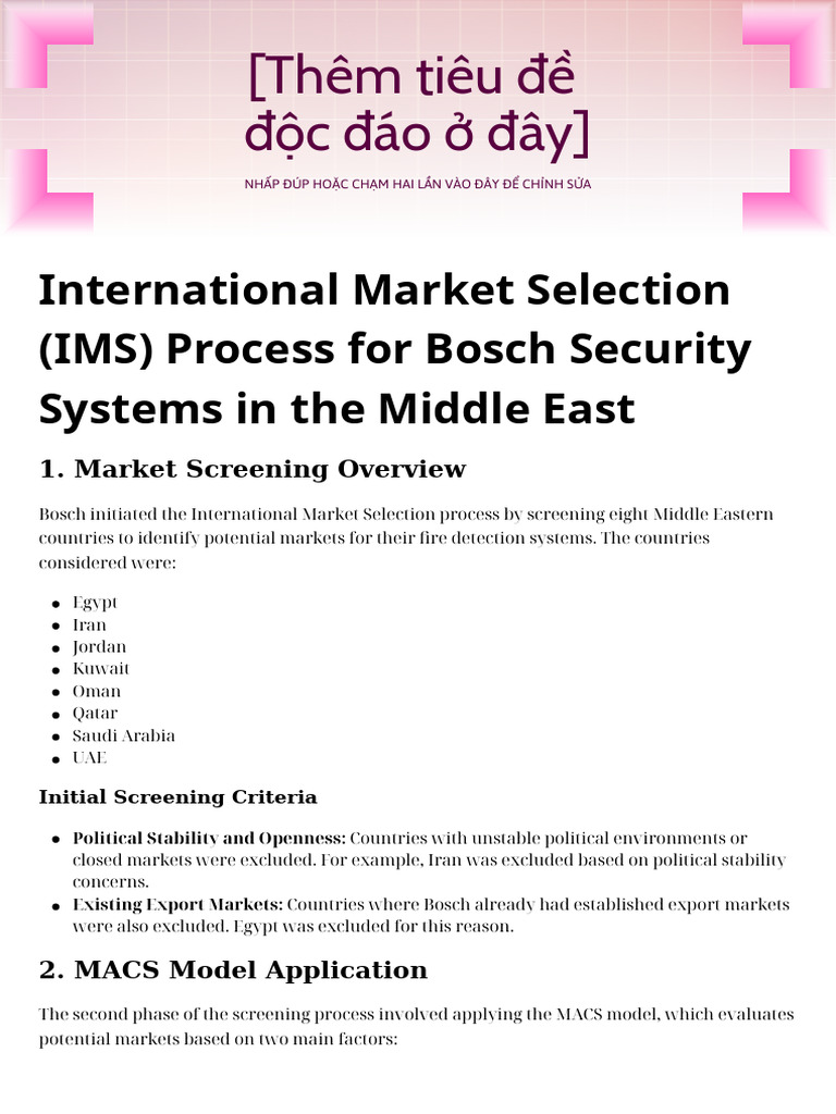 International Market Selection (IMS) Process For Bosch Security Systems ...