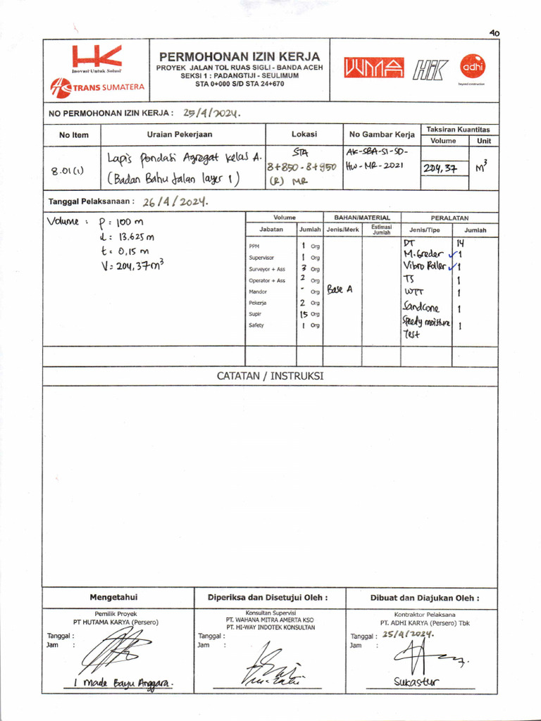 Lapis Pondasi Agregat Kelas A (Badan Bahu Jalan Layer 1) STA 8+850-8 ...