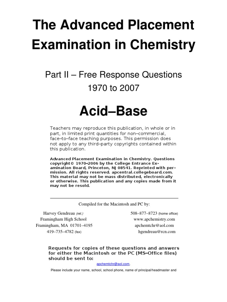 ACID BASE Questions | PDF | Acid | Ph