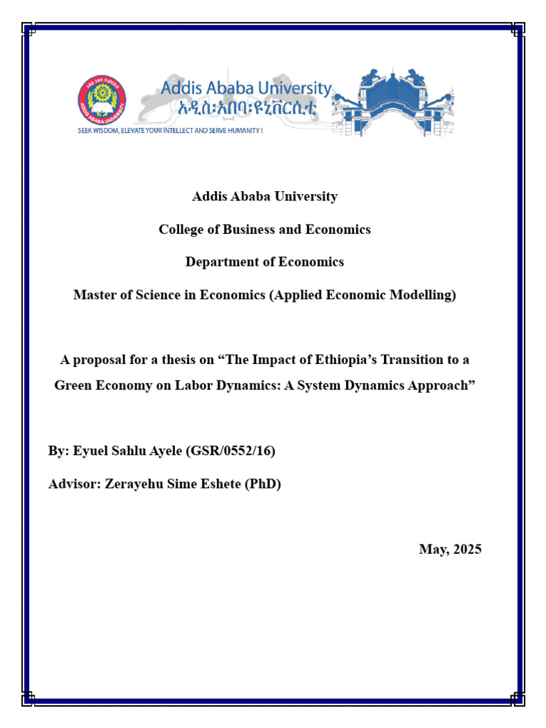 Eyuel Sahlu Ayele's Proposal | PDF | Economic Growth | Green Job