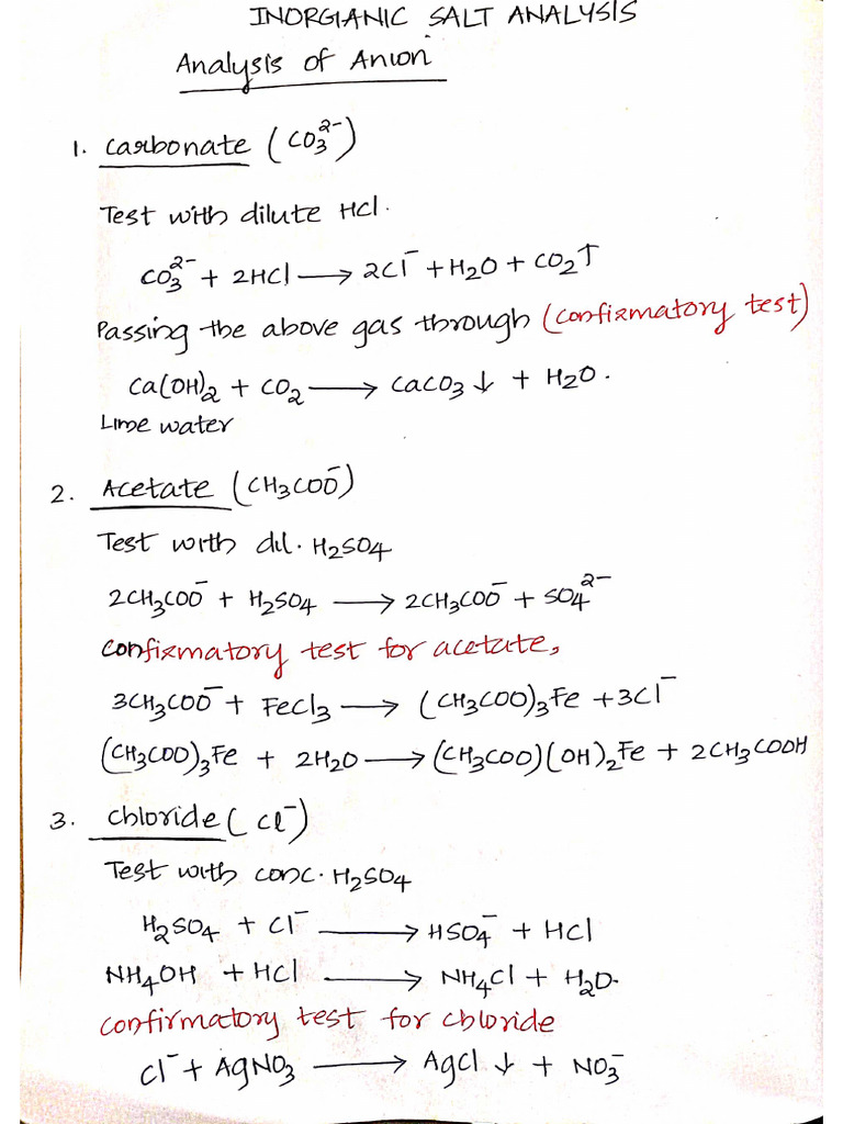 Chemistry Salt Analysis | PDF