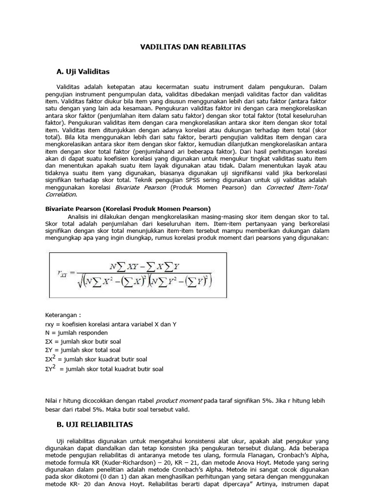 VALIDITAS DAN REABILITAS | PDF