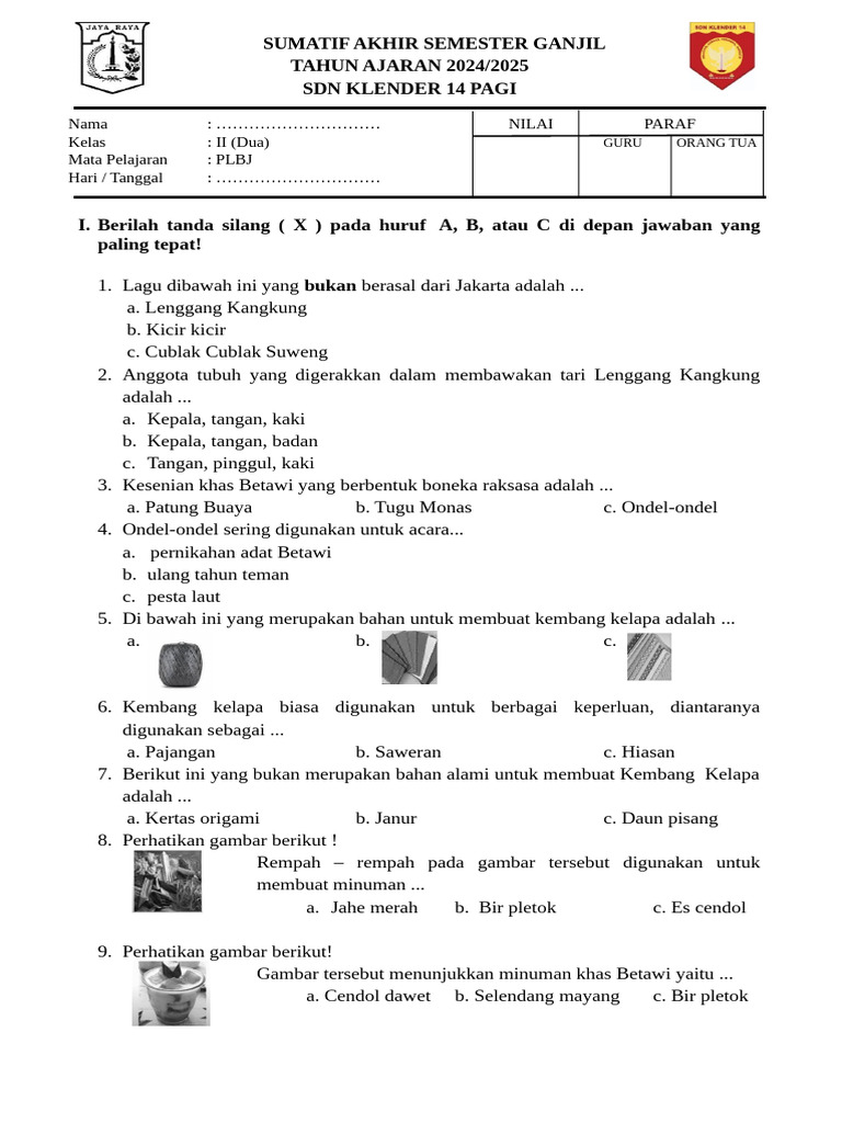 PLBJ Kelas 2 Sas Ganjil . | PDF