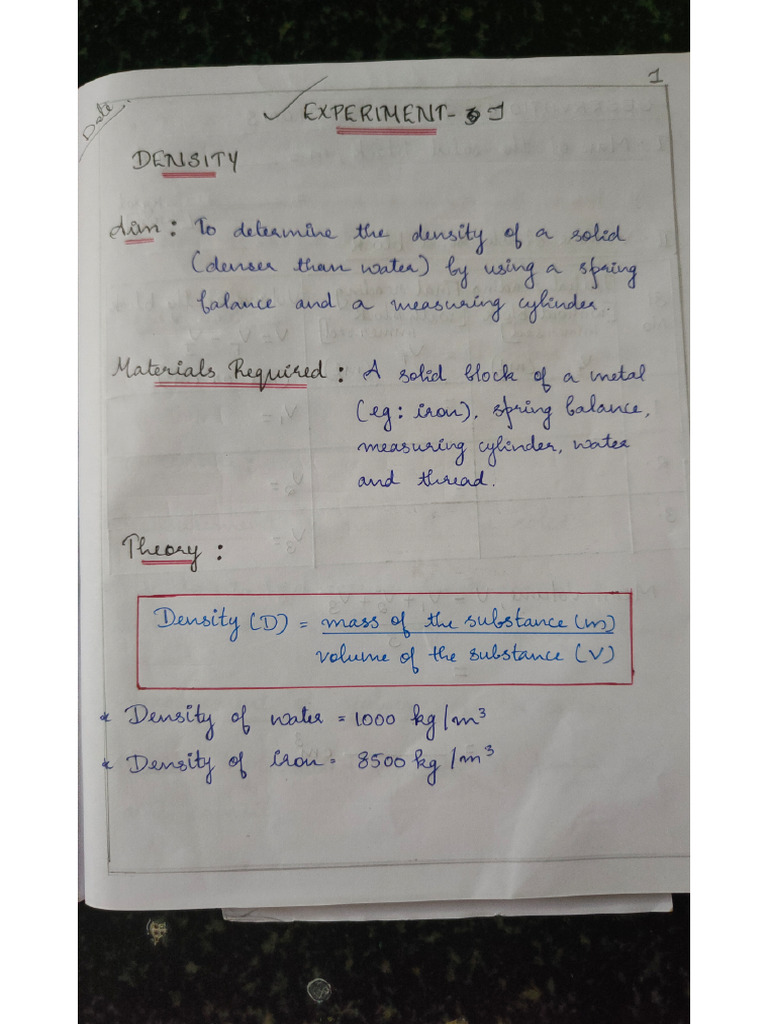 Density Experiment No 1-2 | PDF