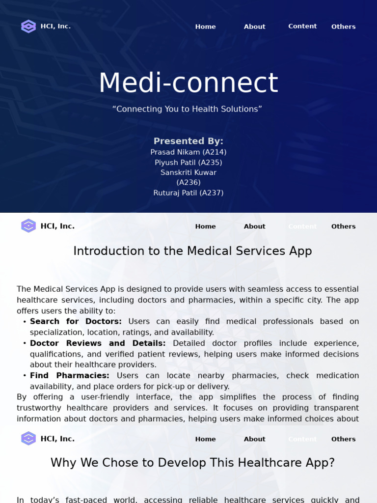 Medi-Connect (HCI Presentation) | PDF | Usability | Human–Computer Interaction