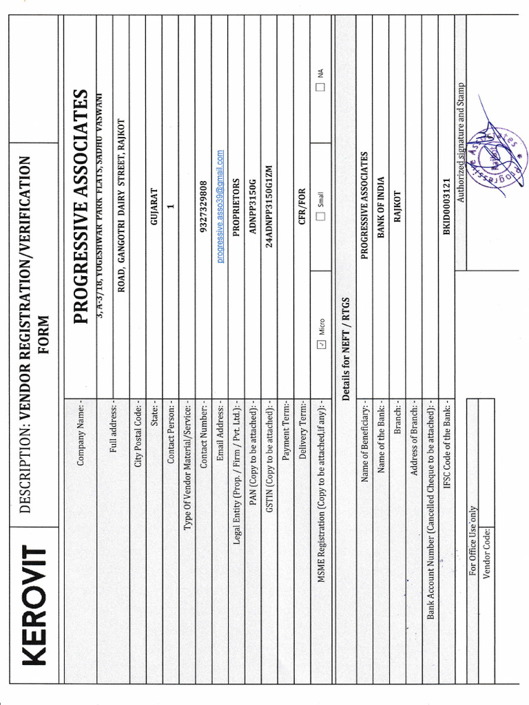 Vendor Registration Form | PDF