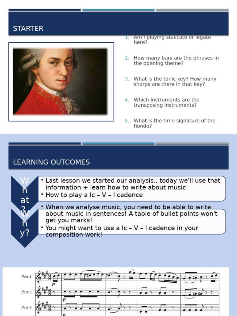 Lesson 3 Mozart Main Theme Analysis Longer Questions | PDF | Musical ...