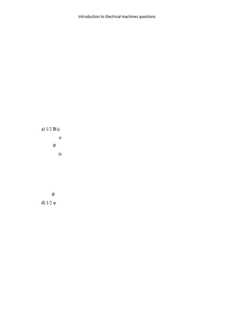 Introduction to electrical machine questions | PDF | Electric Motor ...