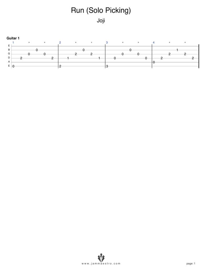 Joji - Run (Solo Picking) | PDF